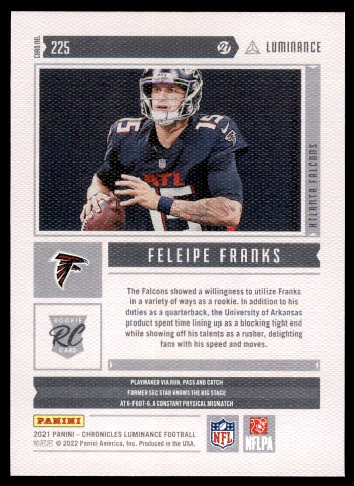 Feleipe Franks 2022 Panini Chronicles Luminance Rookie Card RC #225 ...