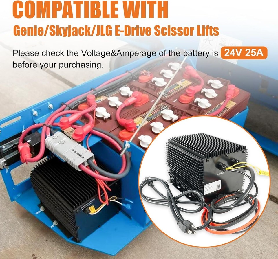 HB600-24B Battery Charger 24V 25A Genie/Skyjack/JLG Slab Scissor Lifts ...