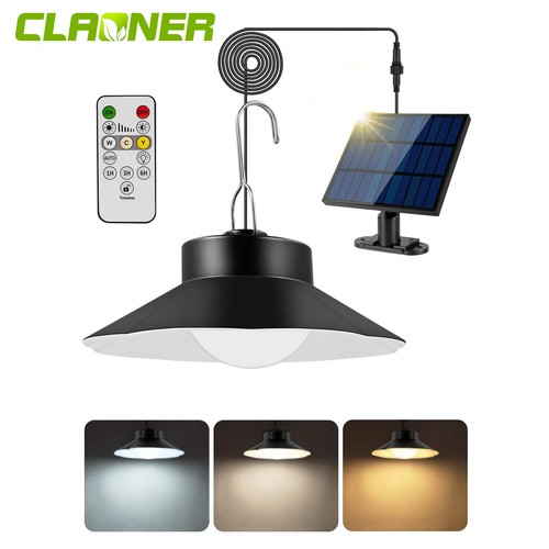 CLAONER Solar Pendant Lights Outdoor Indoor Dusk to Dawn Solar Powered ...