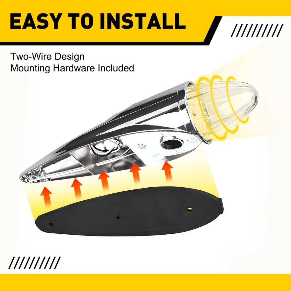 5-50PC Clear/Amber LED Torpedo Cab Marker Roof Light Lamp For Peterbilt ...