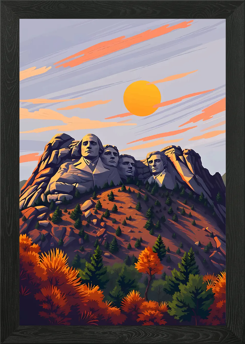 Mount Rushmore Landscape Art Framed Wall Art Poster Canvas Print ...