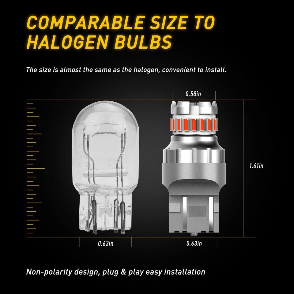 AUXITO 7444 7443 LED 7441 Bulbs Brake Stop Light Lamp Red Super Bright ...