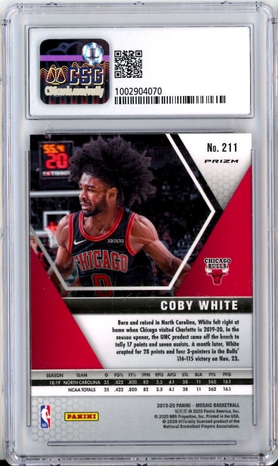 2019-20 Panini Mosaic Blue Reactive #211 Coby White RC - CSG 9.5 Gem ...