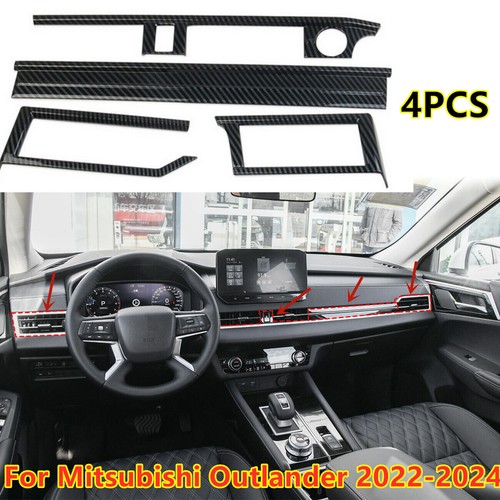 4X Carbon Fiber Dashboard Strip Cover Trims For Mitsubishi Outlander ...