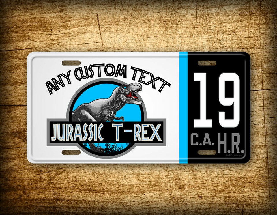 Custom Jurassic T-Rex License Plate Dinosaur Park Jeep Wrangler Sahara ...