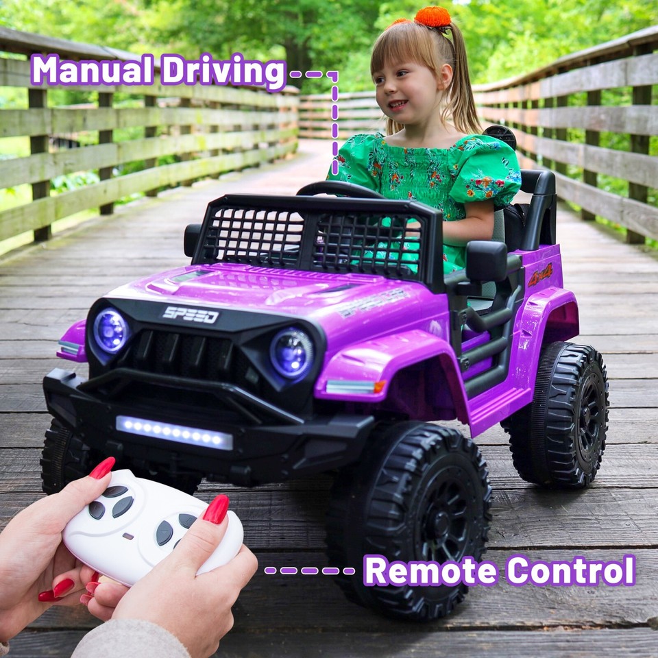 Purple 12V Kids Ride on Car Electric Power Wheels Jeep Truck w/Remote ...