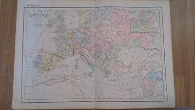 Mapa auténtico coloreado a mano de Europa en 1715 Luis XIV Atlas ...