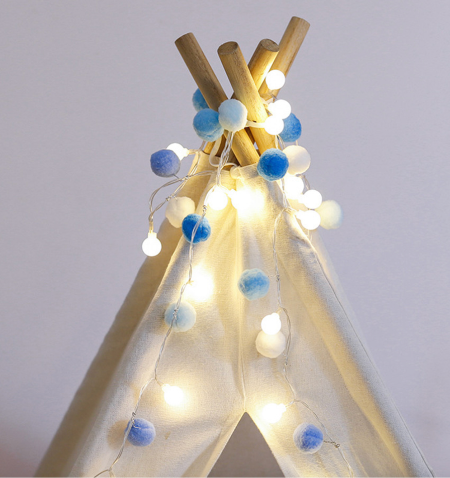 20 LED Globe Ball String Lights Kids Fairy Light DECOR ROOM POMPOM ...