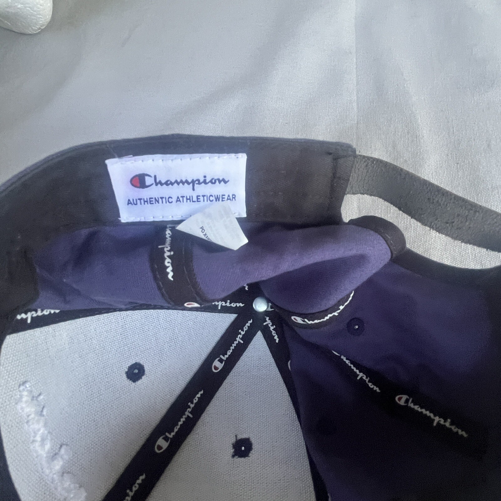 Champion Baseball Cap Navy Puff Letters Navy White Red Adjustable ...