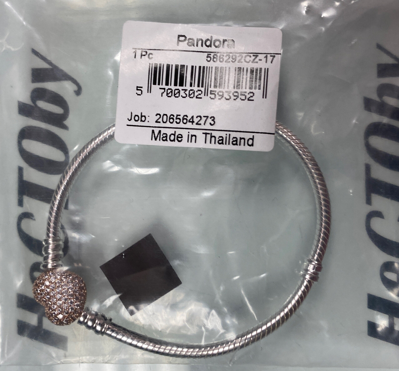NEW Authentic PANDORA Rose Gold Sil CZ Pave Heart Clasp Charm Bracelet ...
