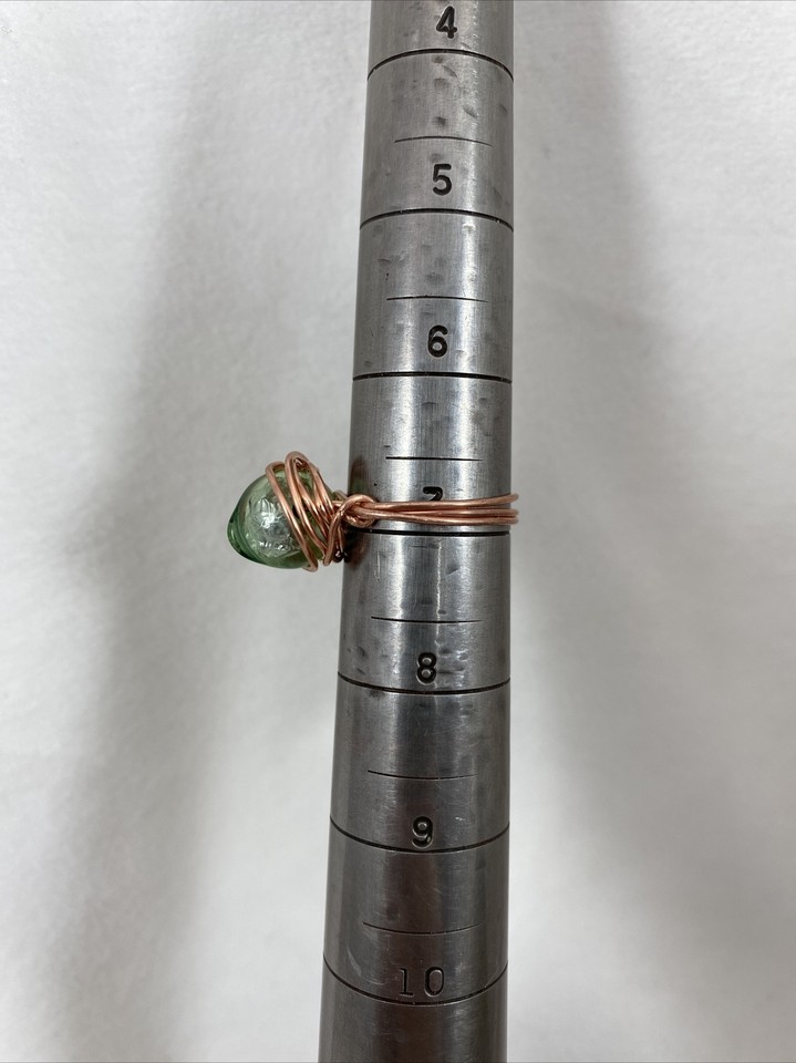 Handmade ~ Copper Wire Wrap ~ Green Glass Bead Ring ~ Size 7 #140 | eBay