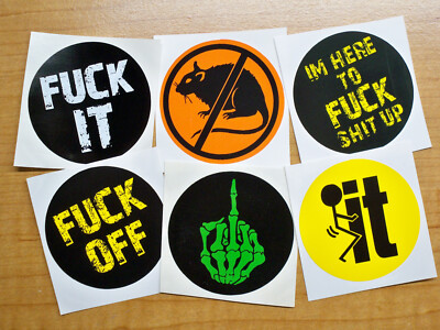 6 Funny Hard Hat Stickers F-it No Rats F it Up Decals Laborer Foreman ...