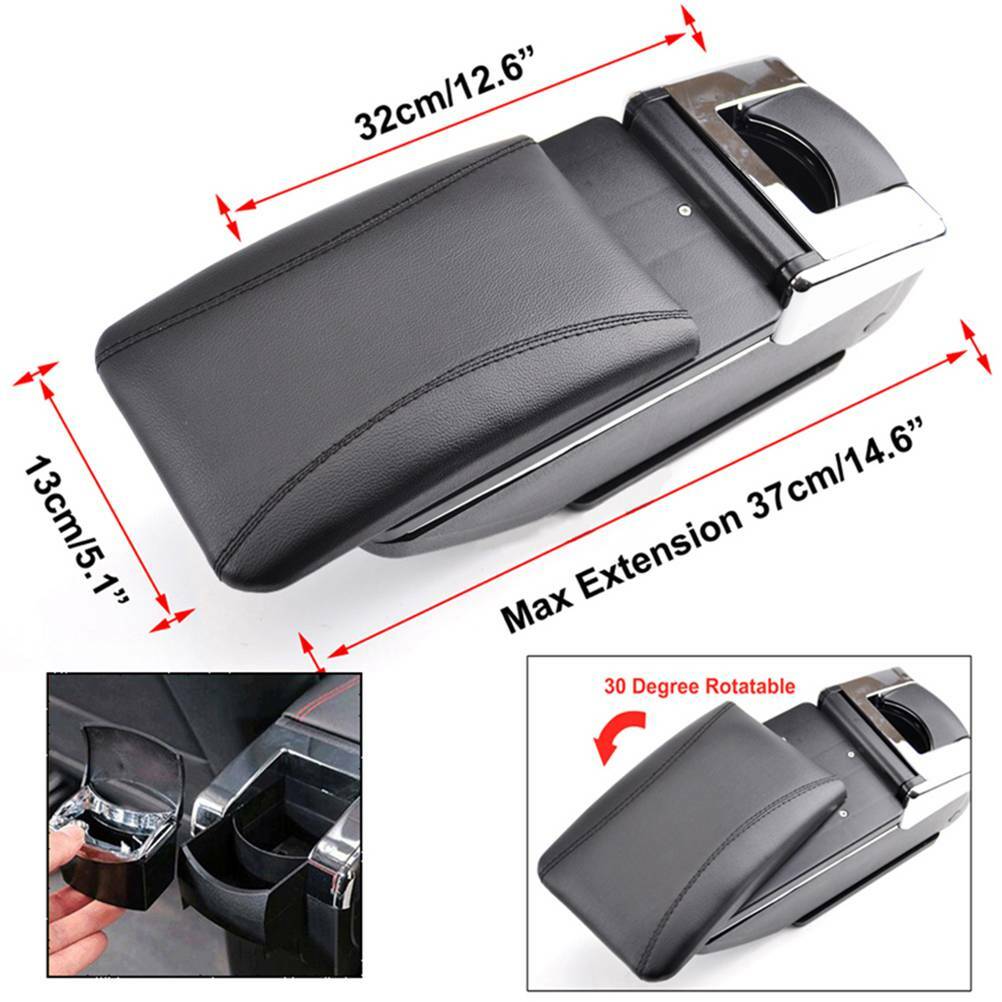 Universal Car Armrest Storage Box Leather Arm Rest Center Console ...
