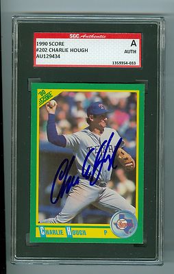 Charlie Hough Signed 1990 Score Baseball Card #202 Rangers Autograph ...