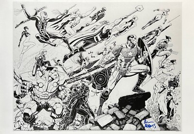 ARTHUR ADAMS rare MARVEL HEROES art print SIGNED limited B/W LAST TWO ...