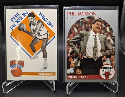 1990 Chicago Bulls Phil Jackson NBA Hoops Coach Card #308 #348 RC ...