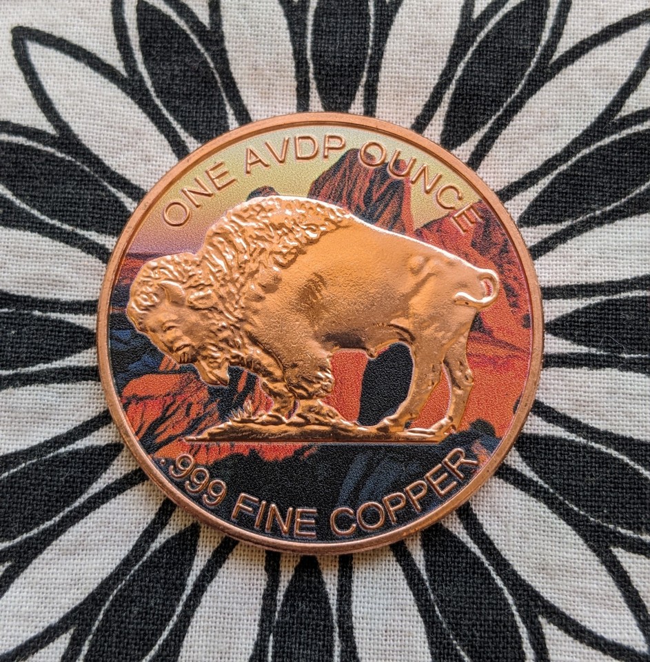 Reverse Proof Colorized Buffalo 999 1oz Copper Round. | eBay