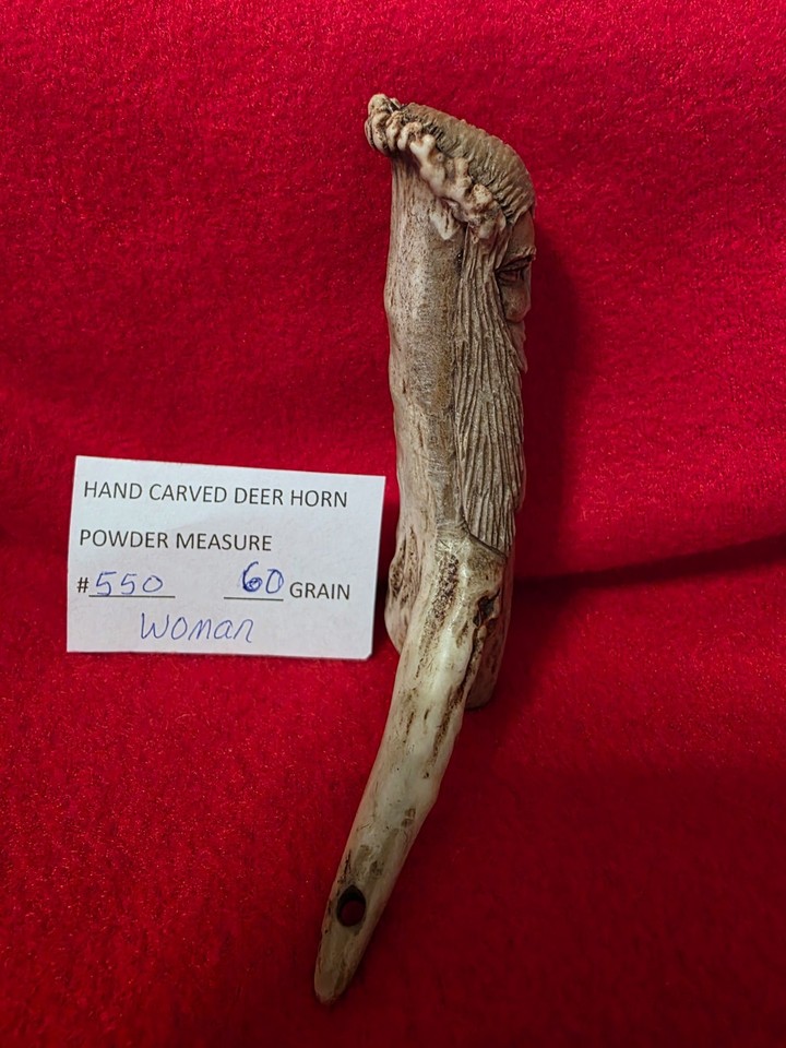 black powder measure, Mountain man, muzzleloader, hand carved deer horn ...
