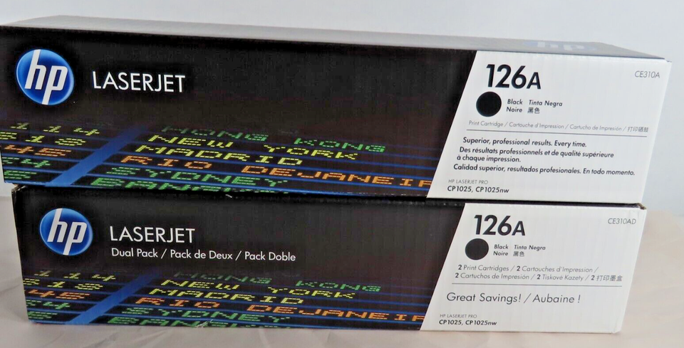 NEW HP 4 Toner Cartridges 126A Black CE310A CE310AD Cyan CE311A Magenta ...