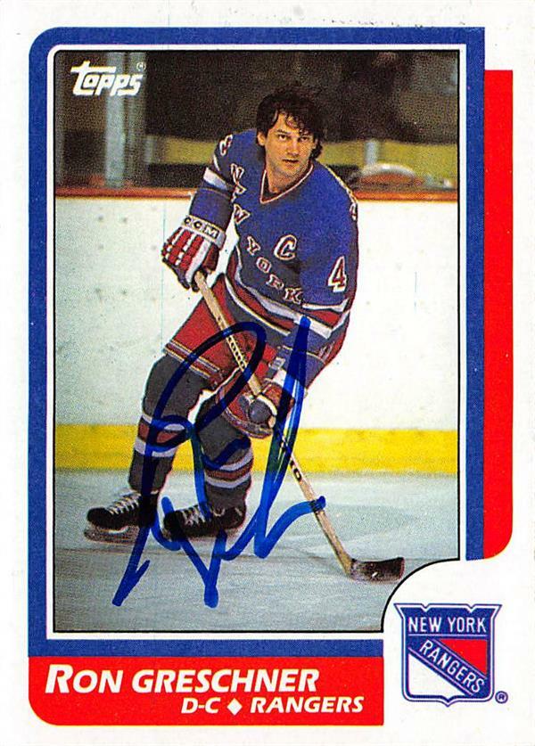 Ron Greschner autographed Hockey Card (New York Rangers, 67) 1986 Topps ...