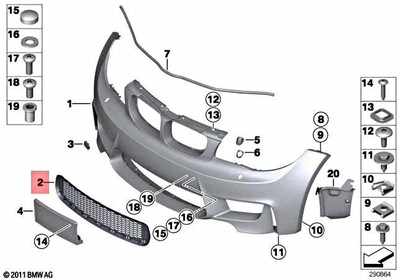 Genuine BMW E82 E90 E90N E92 E93 Front Bumper Center M Grille OEM ...