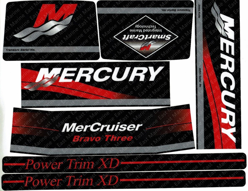 MerCruiser Mercury Bravo 3 III outdrive Decal sticker kit set 37 ...