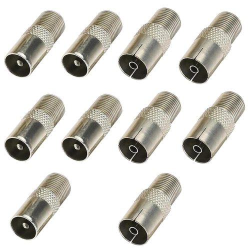 10Pcs Female to Male TV Aerial Coaxial Coupler for Antenna and ...