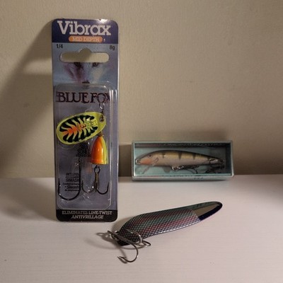US Fishing Lures x3: Rapala Yellow Perch, Lucky Strike Spoon and Vibrax ...