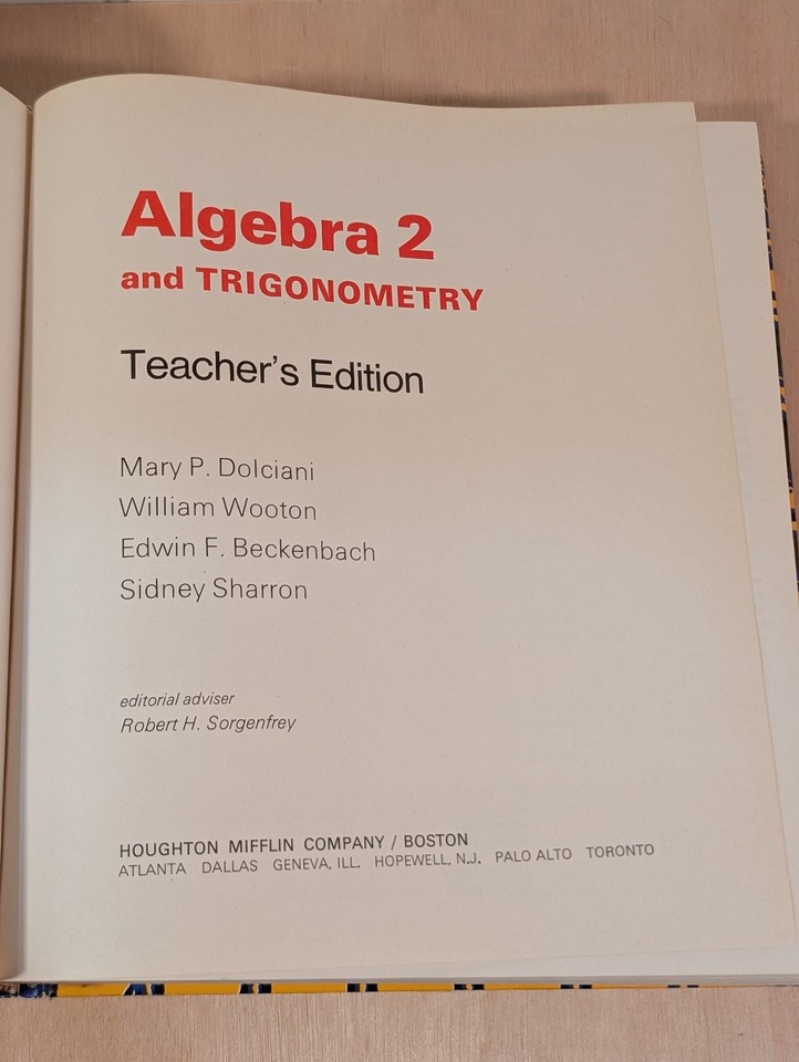 Algebra 2 and Trigonometry Math Book - Teacher's Edition 1978 HC VTG | eBay