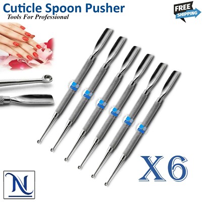 Cuticle Pusher Remover Trimmer & Spoon Nail Cleaner Manicure Pedicure ...