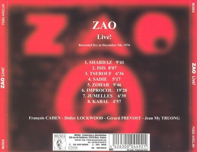 ZAO - LIVE ! NEW CD 3426300044921| eBay