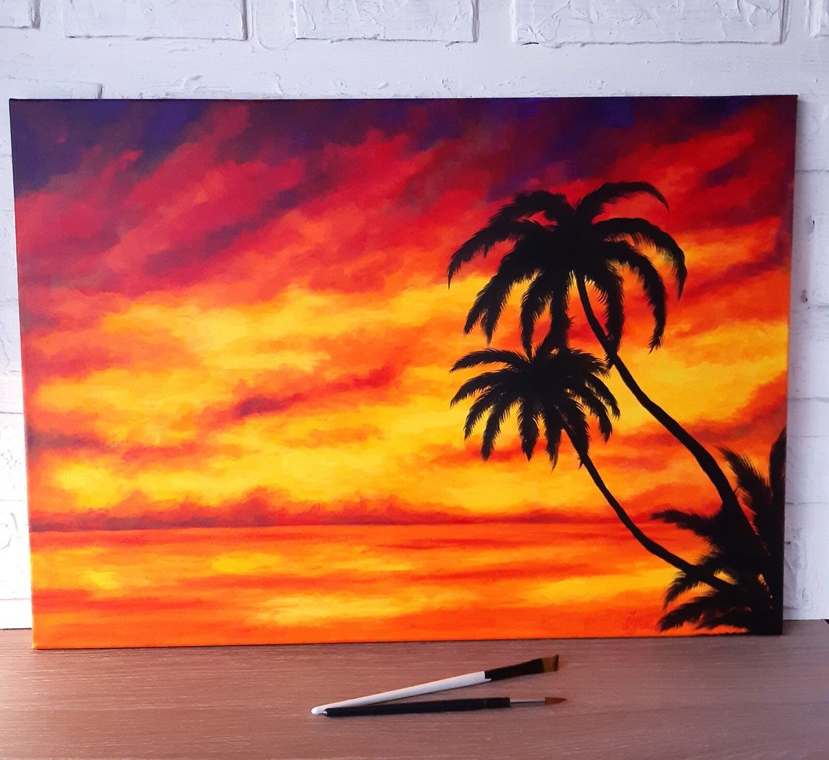 Palm Tree Sunset Art