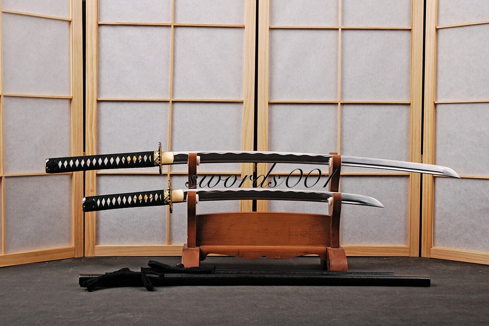 Real Sharp Swords Set Katana + Wakizashi Japanese Samurai Full Tang ...
