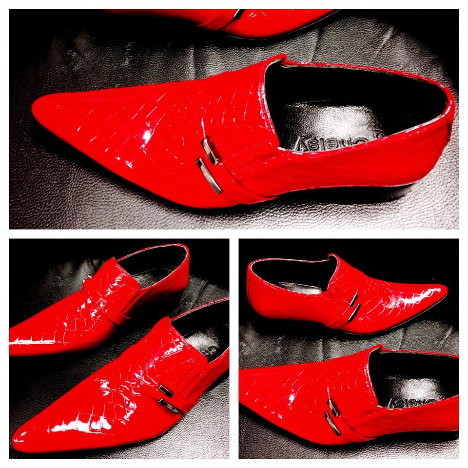 Top Chelsy Handmade Italian Designer Crocodile Shoe Diamond Red ...