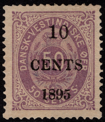 Danish West Indies Stamp Scott #15 Mint - 10 Cents on 50 Cents ...