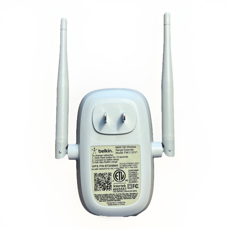 Belkin N600 DB Wireless Dual-Band WiFi Range Extender F9K1122V1 ...