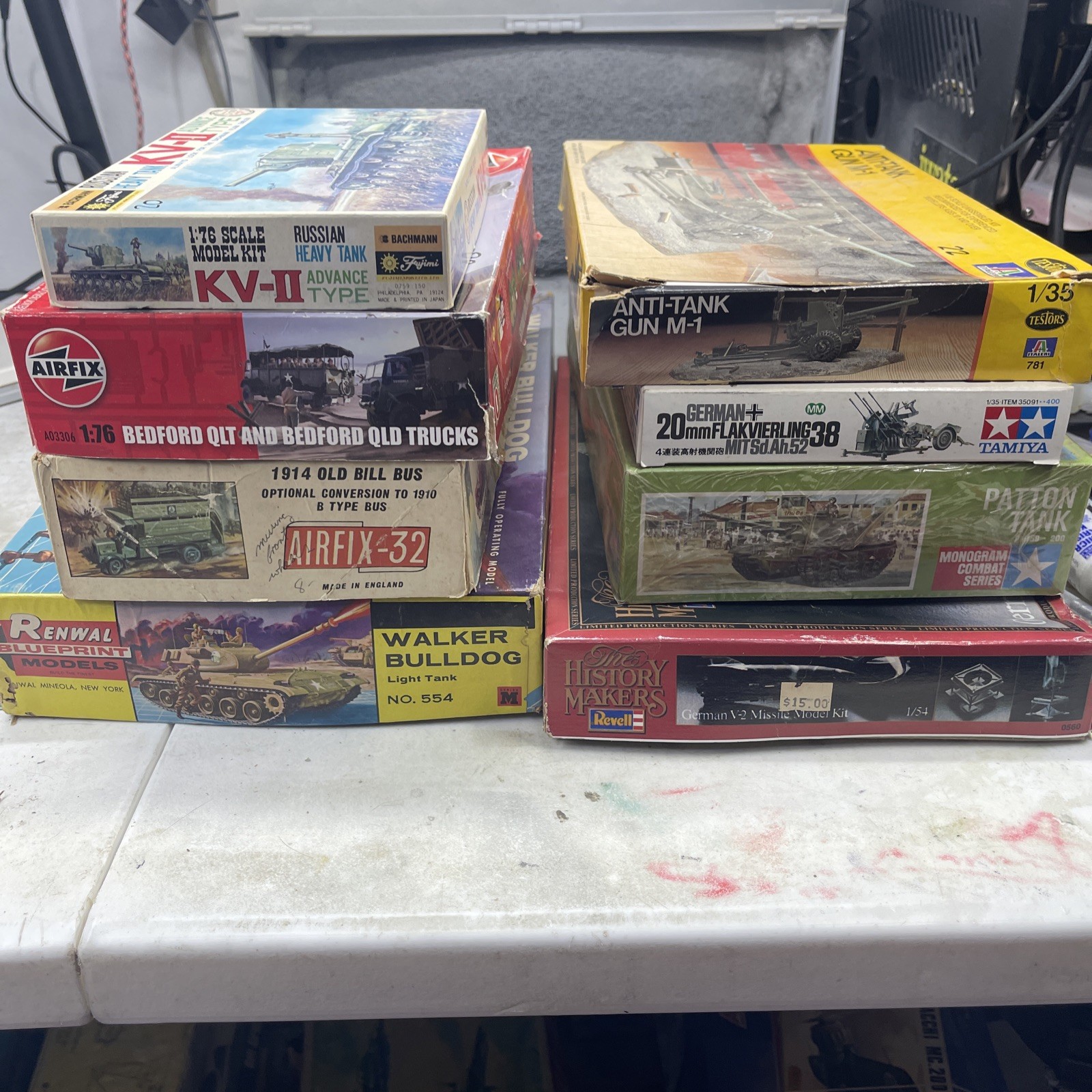 Lot Of 8 Different Scale Model Tanks Guns Vehicles Please Read ...