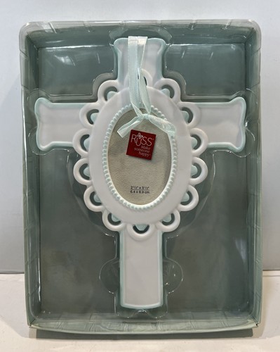 Vintage Russ Cross Picture Frame Boy Religious 2.5" X 3.5" PHOTO 8" X 6 ...