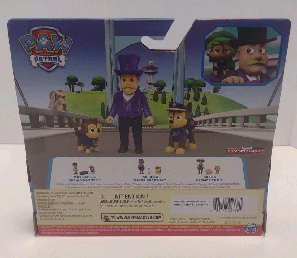 PAW Patrol Toy Figures Set - Chase, Mayor Humdinger, & Cat Chase Action ...
