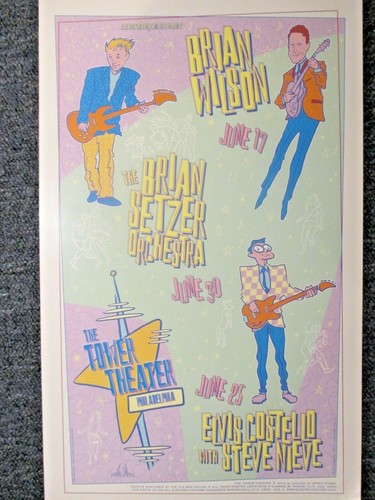 Brian Wilson Brian Setzer Elvis Costello Concert Poster ORIGINAL Tower ...