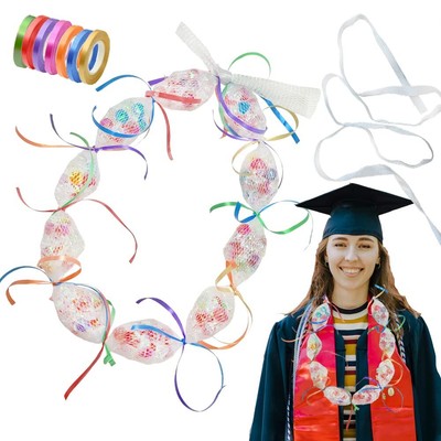 46ft Graduation Lei Netting Bags Graduation 7 Rolls Colorful Ribbon Lei ...