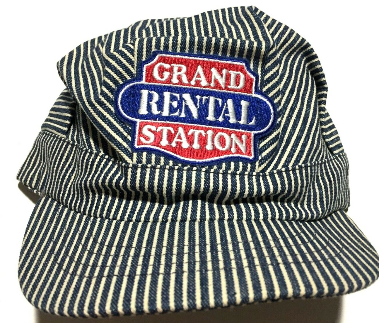 Vintage Railroad Engineer Hat Hickory Stripe Denim Grand Rental Station ...