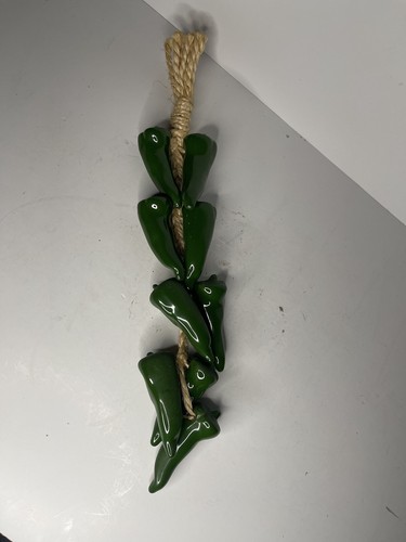 Ceramic Hanging Jalapeno Green Chili Peppers on Rope 9 Peppers 17" Long ...
