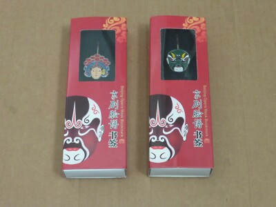 2 Beijing Opera Mask Bookmarks Enamel on Metal NEW in Boxes | eBay