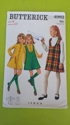 VINTAGE BUTTERICK GIRLS JUMPER DRESS PATTERN 4982 SIZE 8 FREE SHIPPING ...
