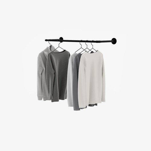 pamo Industrial pipe clothing rack metal black - Wall mounted clothes ...