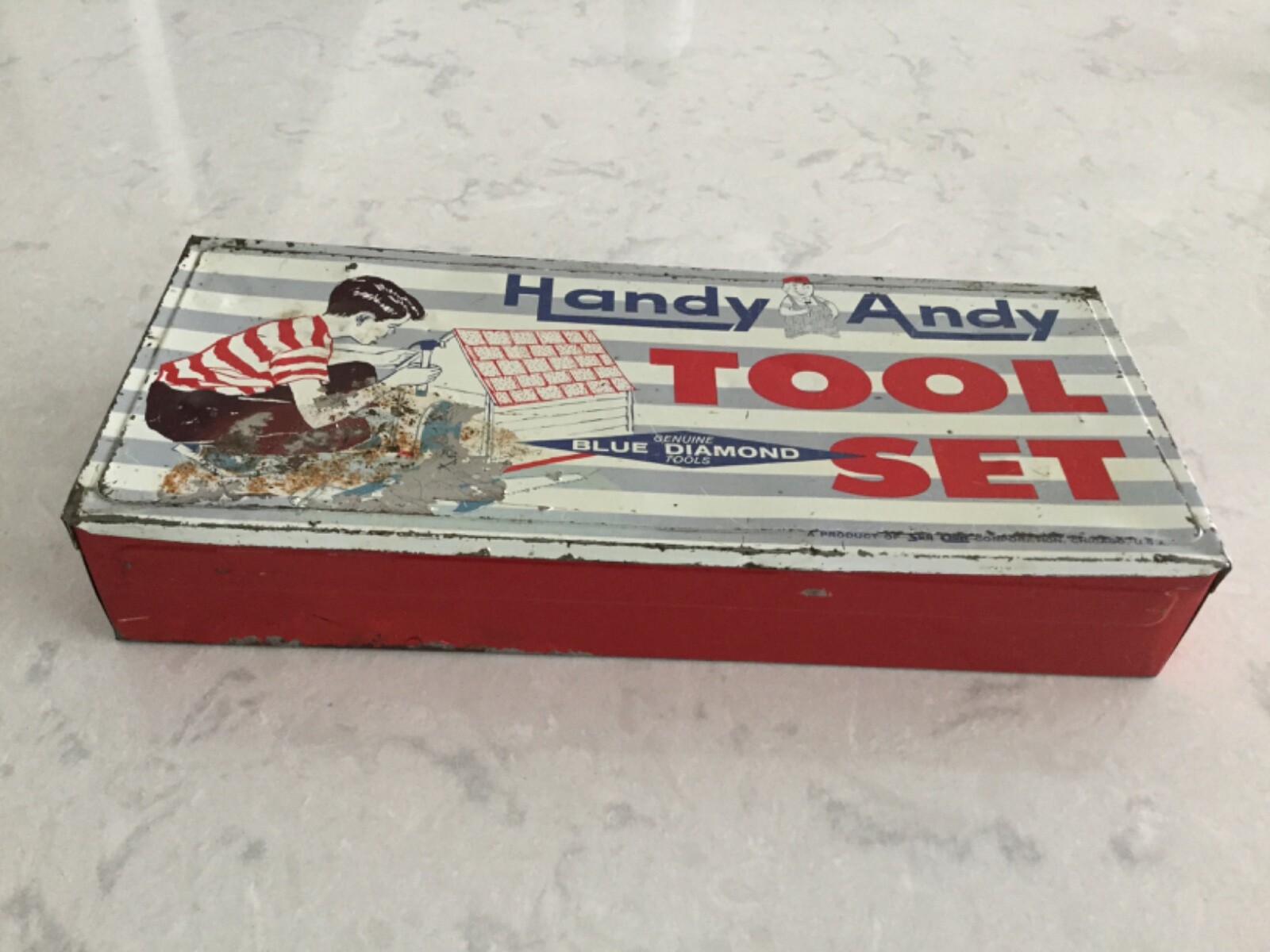 VINTAGE HANDY ANDY BLUE DIAMOND TOOL SET. TIN BOX ONLY. | eBay