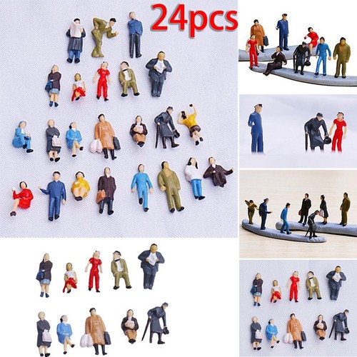 24pcs Modelleisenbahn Figuren Personen Menschen Zug Landschaft Ma?stab 1:87 20mm | eBay