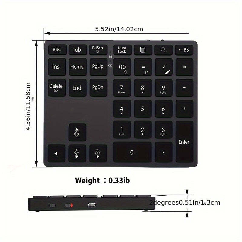 2.4G + Wireless Numeric Keypad Wireless Rechargeable Numpad Keyboard ...