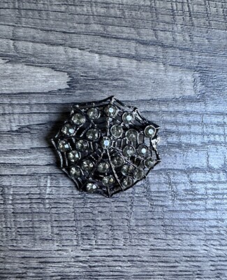 Vintage Rhinestone Spider Web (?) Brooch Pin Unsigned | eBay
